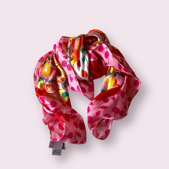 Juicy Couture | Accessories | Juicy Couture Scarf Pink Cherry Citrus Pattern Spring Summer ...